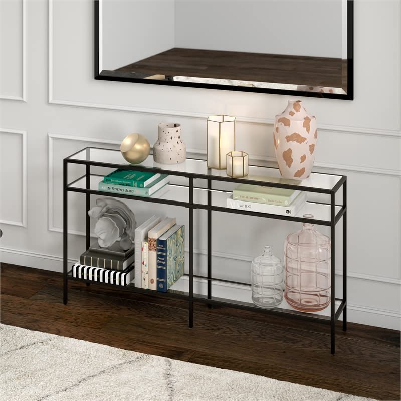 Henn&Hart 55" Wide Rectangular Console Table in Blackened Bronze, Entryway Table, Accent Table for Living Room, Hallway