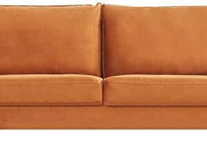 Dreamsir 58'' Mid Century Modern Sofa, Small Love Seats for Small Spaces, Velvet Couch with Two Storage Bags, Velvet Sofa for Living Room & Apartment (Loveseat, Ginger)