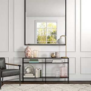 Henn&Hart 55" Wide Rectangular Console Table with Metal Shelves in Blackened Bronze, Entryway Table, Accent Table for Living Room, Hallway