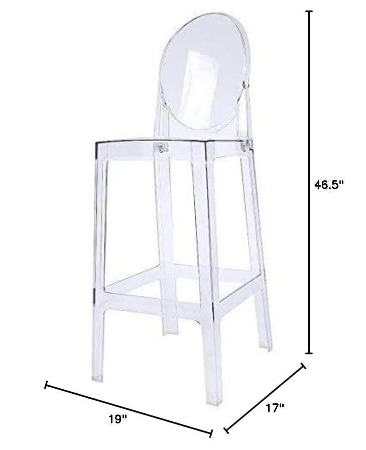 2xhome Transparent Ghost bar Stool, 30 inches, Clear,1 piece