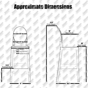 2xhome Transparent Ghost bar Stool, 30 inches, Clear,1 piece