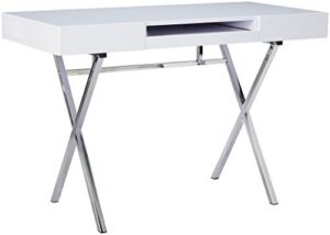 kings brand furniture contemporary style home & office desk, white/chrome