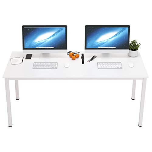 DlandHome 63 inches X-Large Computer Desk, Composite Wood Board School Desk, Decent and Steady Home Office Desk/Workstation/Table, BS1-160WW, White and White Legs, 1 Pack