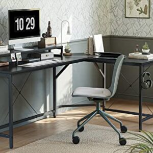 CubiCubi L Shaped Desk, 66.7" Computer Corner Desk, Home Office Study Writing Workstation with Large Monitor Stand, Space-Saving, Easy to Assemble, Black