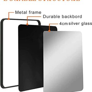 MEETDH Bathroom Mirror 30x40, Black Metal Mirror for Wall 30 x 40 inch, Rectangle Wall Mounted Mirror, Large Vanity Mirror, Wall Mirror for Bedroom, Living Room