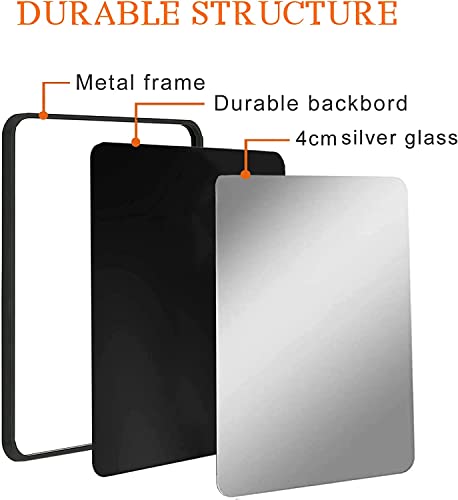 MEETDH Bathroom Mirror 30x40, Black Metal Mirror for Wall 30 x 40 inch, Rectangle Wall Mounted Mirror, Large Vanity Mirror, Wall Mirror for Bedroom, Living Room