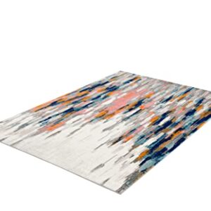 Abani Rugs Orange & Blue Contemporary Abstract Area Rug Contemporary Style, Porto Collection Stain Shedding Resistant, 6' x 9' Rectangle