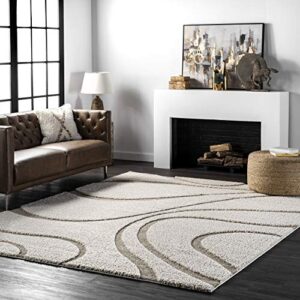 nuloom carolyn cozy soft & plush shag area rug, 5 ft 3 in x 7 ft 6 in, cream