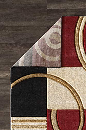 GLORY RUGS Area Rug Modern 5x7 Dark Red Soft Hand Carved Contemporary Floor Carpet with Premium Fluffy Texture for Indoor Living Dining Room and Bedroom Area.