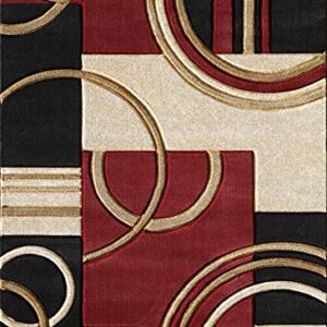 GLORY RUGS Area Rug Modern 5x7 Dark Red Soft Hand Carved Contemporary Floor Carpet with Premium Fluffy Texture for Indoor Living Dining Room and Bedroom Area.