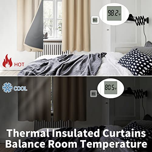 BGment Thermal Insulated 100% Blackout Curtains for Bedroom with Black Liner, Double Layer Full Room Darkening Noise Reducing Rod Pocket Curtain (42 x 84 Inch, Beige, 2 Panels)