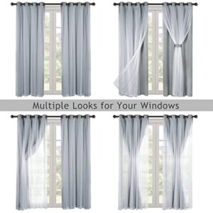 BONZER White Sheer Tulle Overlay Blackout Curtains Grommet Top Mix and Match Curtains for Living Room, Cloud Grey, 52x84 Inch, Set of 2 Panels