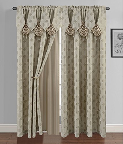 Glory Rugs 2pc Curtain Set with Panel Attached Valance and Backing 55"X84" Each Ragad Collection