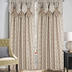 Glory Rugs 2pc Curtain Set with Panel Attached Valance and Backing 55"X84" Each Ragad Collection