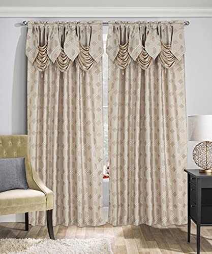 Glory Rugs 2pc Curtain Set with Panel Attached Valance and Backing 55"X84" Each Ragad Collection