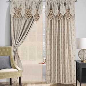 Glory Rugs 2pc Curtain Set with Panel Attached Valance and Backing 55"X84" Each Ragad Collection