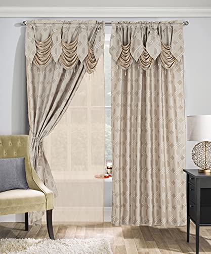 Glory Rugs 2pc Curtain Set with Panel Attached Valance and Backing 55"X84" Each Ragad Collection