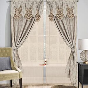 Glory Rugs 2pc Curtain Set with Panel Attached Valance and Backing 55"X84" Each Ragad Collection