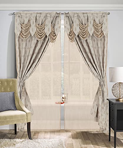 Glory Rugs 2pc Curtain Set with Panel Attached Valance and Backing 55"X84" Each Ragad Collection