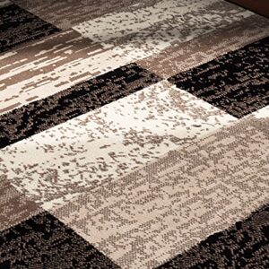 SUPERIOR Indoor Large Area Rug with Jute Backing for Bedroom, Dorm, Living Room, Entryway, Hallway, Perfect for Hardwood Floors - Rockwood Modern Geometric Design, 5' X 8', Chocolate