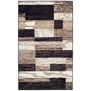 SUPERIOR Indoor Large Area Rug with Jute Backing for Bedroom, Dorm, Living Room, Entryway, Hallway, Perfect for Hardwood Floors - Rockwood Modern Geometric Design, 5' X 8', Chocolate