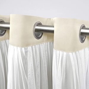 Exclusive Home Catarina Layered Room Darkening Blackout and Sheer Grommet Top Valance, 52"x18", Sand