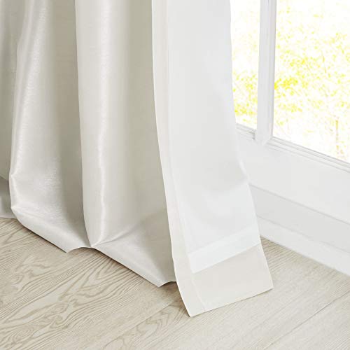 Madison Park Emilia Faux Silk Single Curtain with Privacy Lining, DIY Twist Tab Top, Window Drape for Living Room, Bedroom and Dorm, 50x108, White