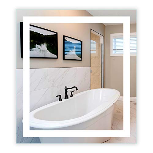 Mirrors & Marble Medium LED Wall Mirror - Front Lit Rectangular Mirror for Bathroom, Bedroom or Shower - Anti Fog & Wall-Mounted - Modern Home Decor (36" Wide x 40" Tall)