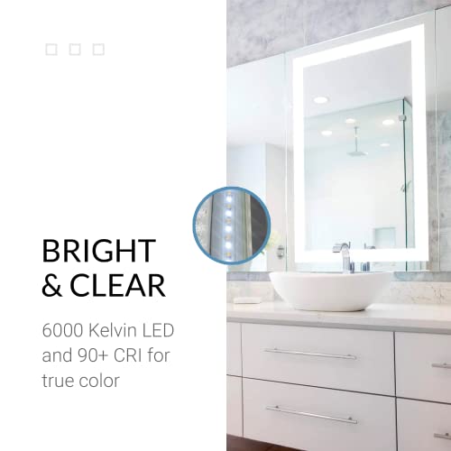 Mirrors & Marble Medium LED Wall Mirror - Front Lit Rectangular Mirror for Bathroom, Bedroom or Shower - Anti Fog & Wall-Mounted - Modern Home Decor (36" Wide x 40" Tall)