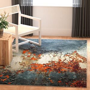 SAFAVIEH Glacier Collection 8' x 10' Blue/Multi GLA125B Modern Abstract Non-Shedding Living Room Bedroom Dining Home Office Area Rug