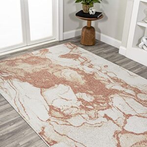 JONATHAN Y CTP201A-8 Marmo Abstract Marbled Modern Indoor Area-Rug, Contemporary Floral Tropical Easy-Cleaning,Bedroom,Kitchen,Living Room,Non Shedding 8 X 10, Orange/Cream