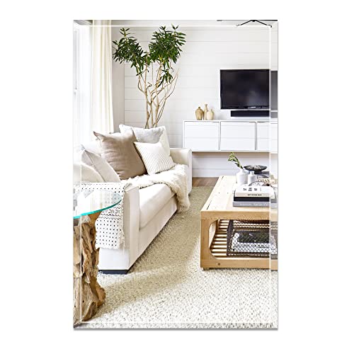 Villacola 30" x 40" Frameless Rectangle Mirror, Beveled Edge Bathroom Mirror for Wall, Vanity, Washroom, Living Room and More