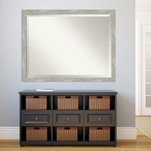 Amanti Art Beveled Bathroom Mirror (33.5 x 43.5 in.), Dove Greywash Narrow Frame - Wall Mirror Grey, X-Large