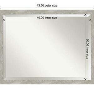 Amanti Art Beveled Bathroom Mirror (33.5 x 43.5 in.), Dove Greywash Narrow Frame - Wall Mirror Grey, X-Large