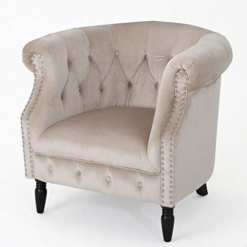 Christopher Knight Home Akira Arm Chair Velvet Club Chair, Champagne 29.6D x 33W x 30.25H in