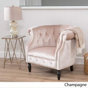 Christopher Knight Home Akira Arm Chair Velvet Club Chair, Champagne 29.6D x 33W x 30.25H in