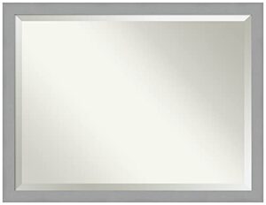 amanti art beveled bathroom mirror (33.5 x 43.5 in.), brushed nickel frame – wall mirror silver, x-large