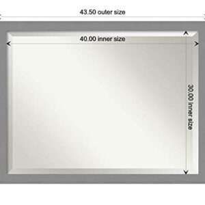 Amanti Art Beveled Bathroom Mirror (33.5 x 43.5 in.), Brushed Nickel Frame - Wall Mirror Silver, X-Large