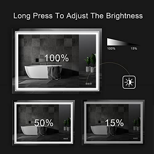 FRALIMK Lighted Bathroom LED Mirror 32" x 44" Wall Mounted Vanity Mirror Dimmable Led Makeup Mirror with High Lumen Anti-Fog Bathroom Vanity Mirror, Horizontally/Vertically Hanging