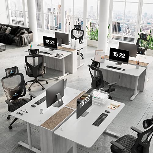 It's_Organized Gaming Desk, 60 Inch White I Shaped Computer Desk PC Gamer Desk Study Writing Laptop Table Workstation with Free Mouse Pad, Computer Workstation for for Home Office Gaming Working