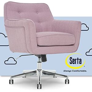 serta ashland ergonomic home office chair with memory foam cushioning chrome-finished stainless steel base, 360-degree mobility, lilac