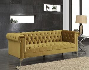 iconic home gold/cognac gold bea velvet with nail head trim tone metal sofa