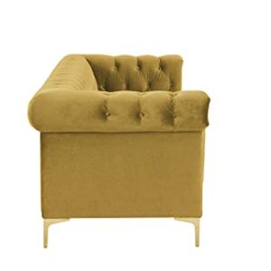 Iconic Home Gold/COGNAC Gold Bea Velvet with Nail head Trim Tone Metal Sofa