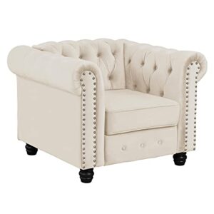 Morden Fort Couches for Living Room, Sofas for Living Room Furniture Sets, Chair and Sofa 2 Pieces, Fabric, Velvet Beige