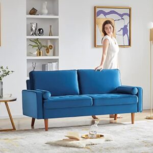 Bettermade Loveseat Sofa,Couches for Living Room,Futon Sofa Bed with 2 Seats,Velvet Cover Vintage Couch with Cushions,Tools-Free Assemble,Blue