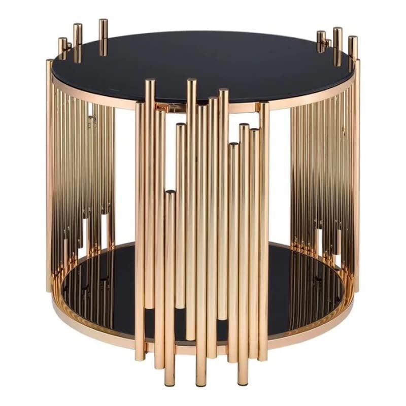 ACME Tanquin Coffee Table - - Gold & Black Glass