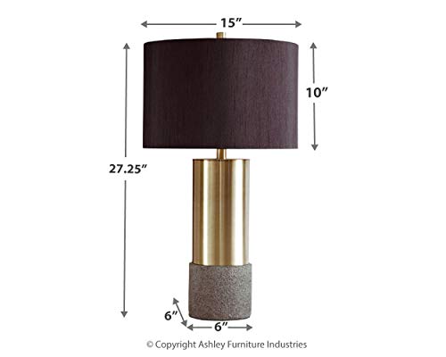 Signature Design by Ashley Jacek Modern Contemporary Table Lamp, 2 Count, Gray & Brass Finish