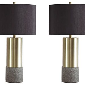 Signature Design by Ashley Jacek Modern Contemporary Table Lamp, 2 Count, Gray & Brass Finish