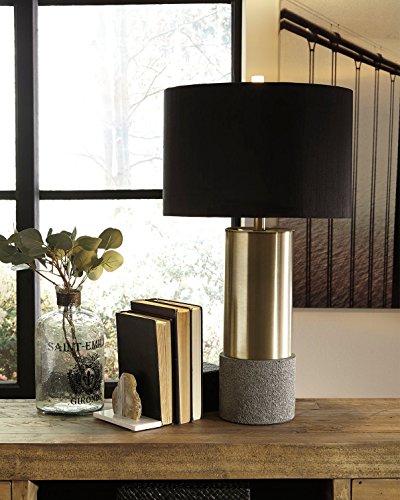 Signature Design by Ashley Jacek Modern Contemporary Table Lamp, 2 Count, Gray & Brass Finish