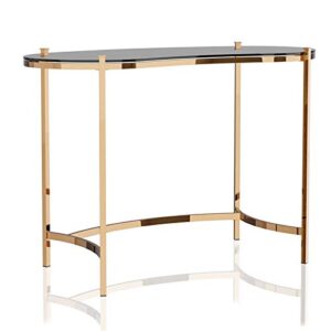 furniture of america lythy contemporary glass top console table in gold